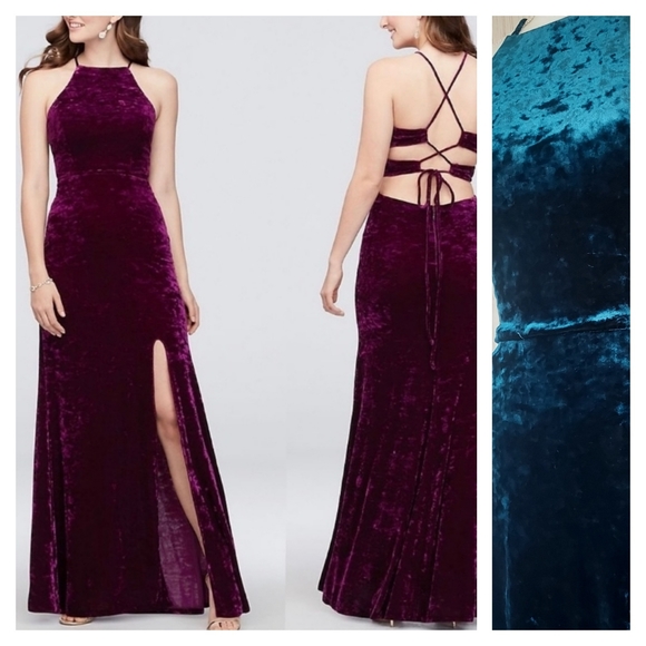 Morgan & Co. | Dresses | Morgan Co Davids Bridal Velvet Strappy Back ...